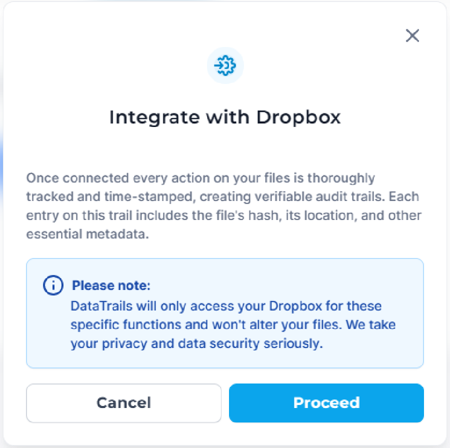 Dropbox Integration - DataTrails